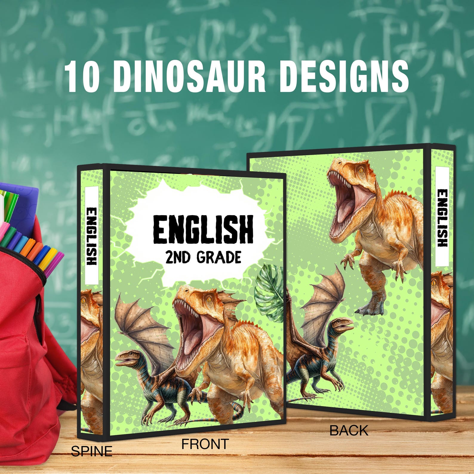 EDITABLE BINDER COVERS Printable, Back to School Dinosaur Binder Covers ...