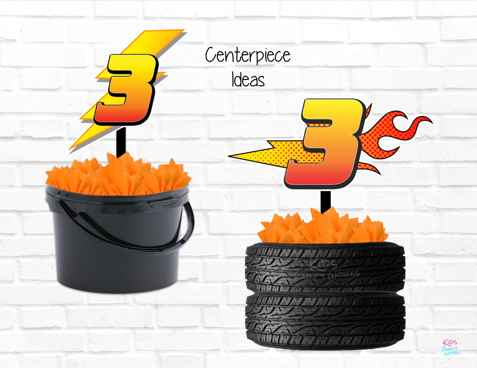 Race Car Number 3, Race Car Birthday, Lightning Bolt Number Decorations ...