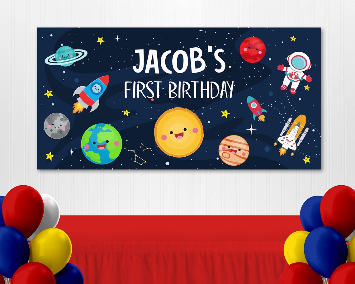 Space Banner, Outer Space Birthday Backdrop, Astronaut Birthday Party ...