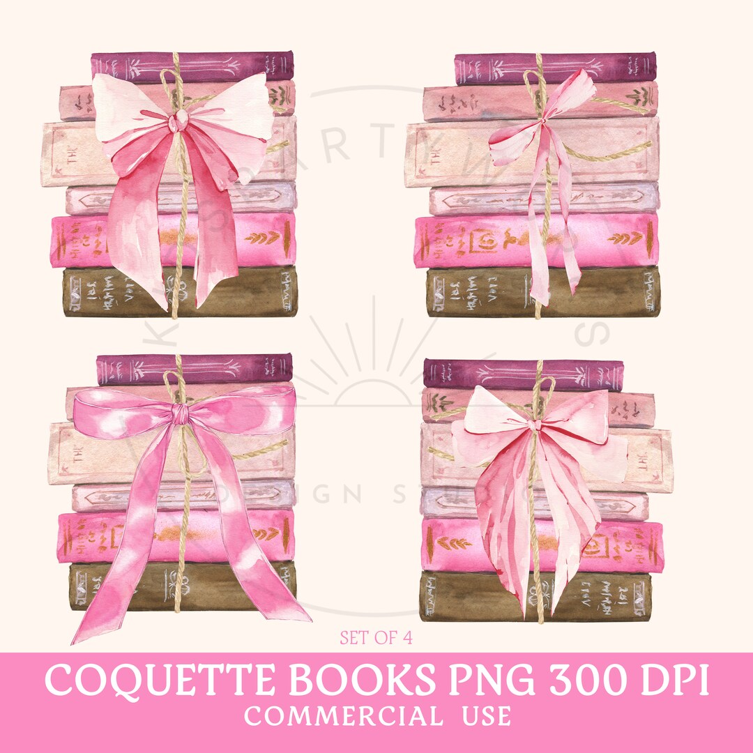 Coquette Books PNG, Book Club Png, Book Png, Bookish Design, Pink Bow ...