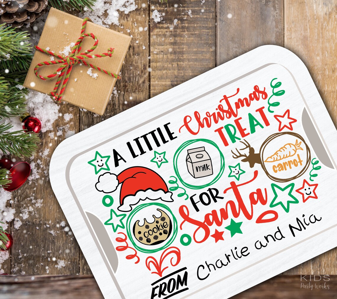 Santa Cookie Tray Printable | Santa Cookies and Milk Tray | Santa Tray ...