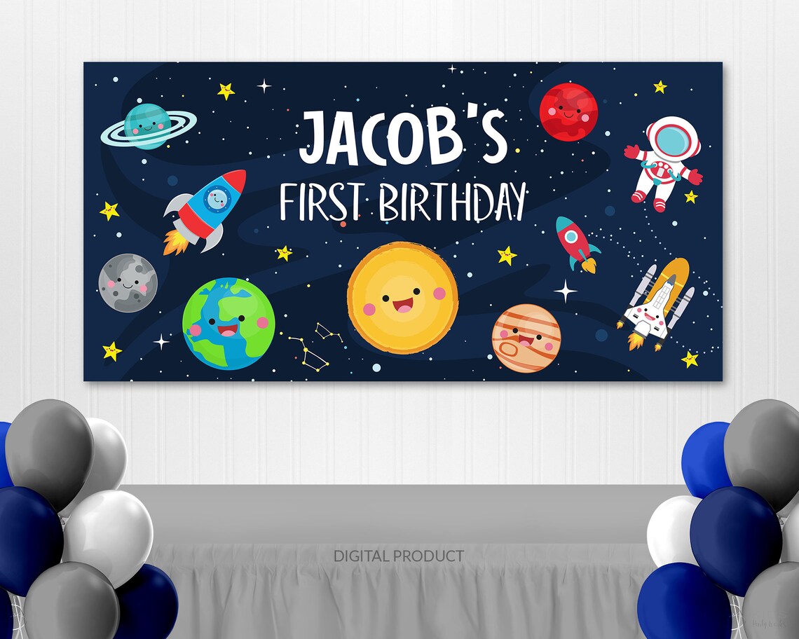 Space Banner Outer Space Birthday Backdrop Astronaut - Etsy