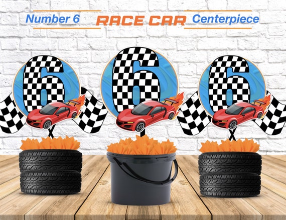 Race Car Centerpiece Number 4 , Racing Birthday, Race Car Centerpiece ...