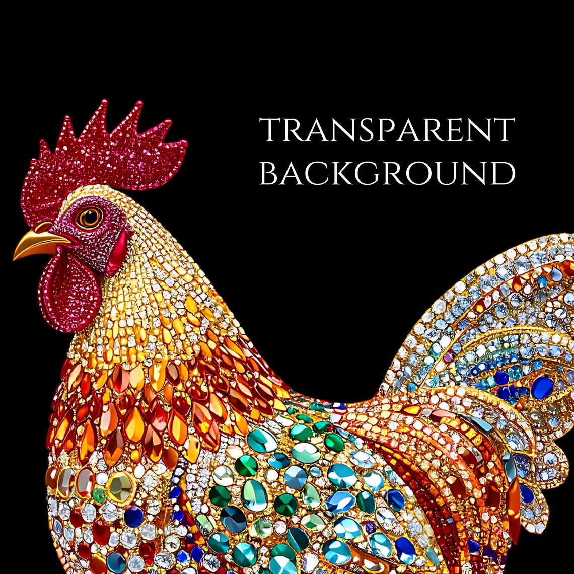 Faux Rhinestone Chicken PNG, Rooster Hen Clipart, Crystal Farmhouse ...