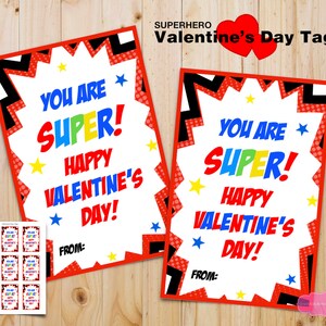 Valentine's Day Tags - Valentine's Tags - Valentine's Party - Superhero ...
