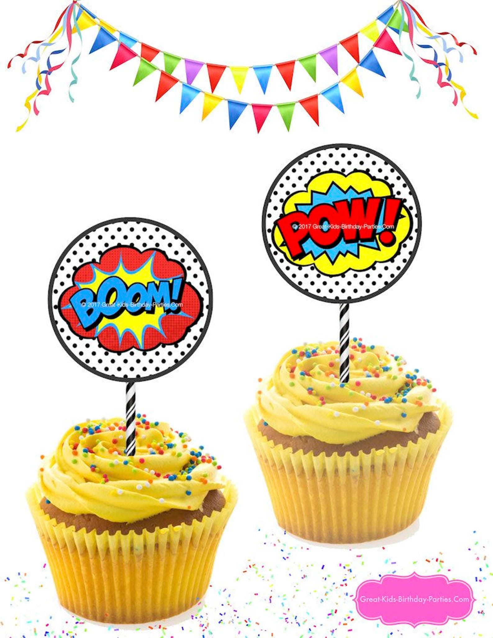 SUPERHERO CUPCAKE TOPPERS Superhero Stickers Superhero - Etsy
