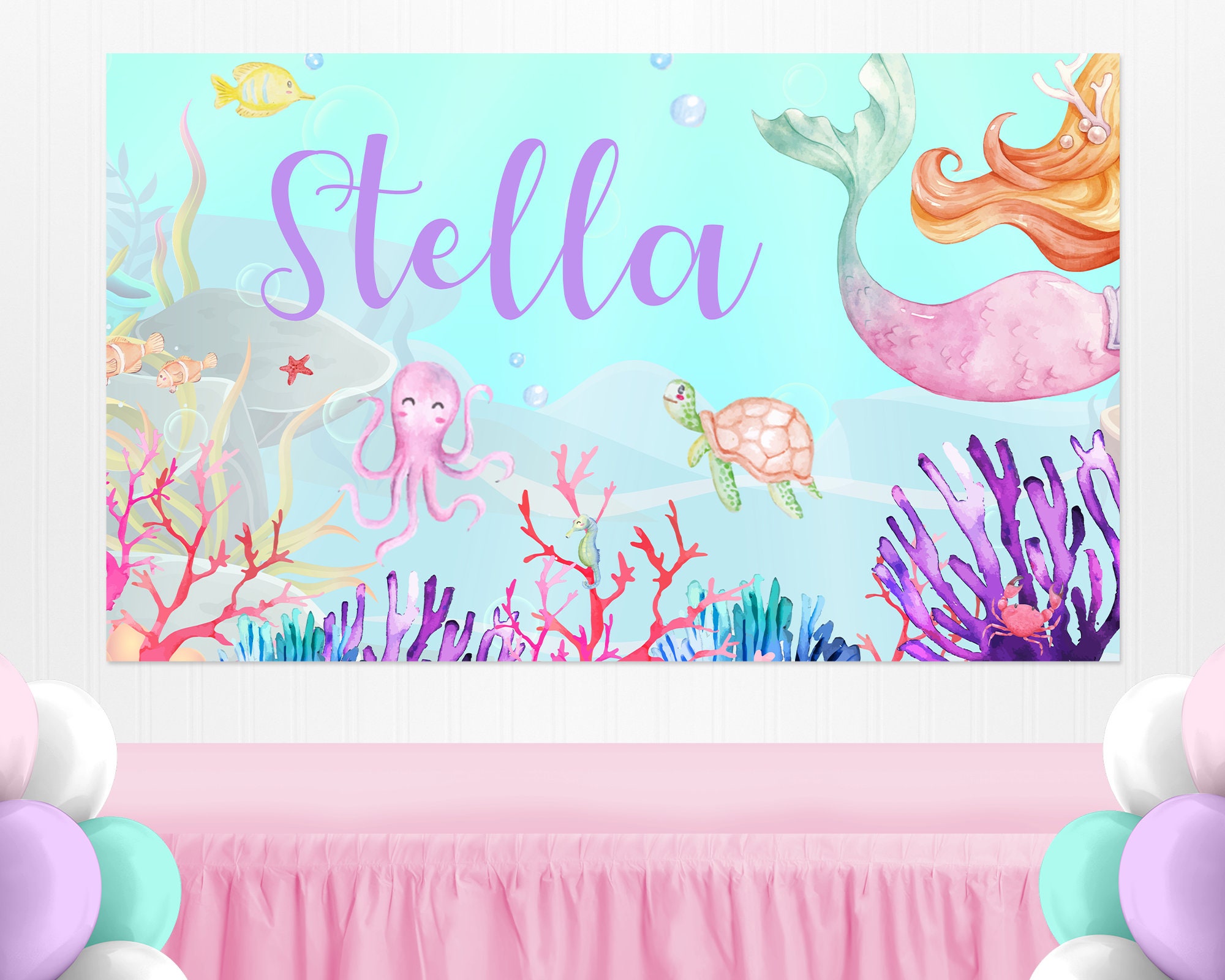 Mermaid Backdrop Mermaid Birthday Mermaid Party Mermaid - Etsy