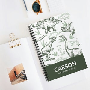 Dino Kids Journal, Dinosaur Spiral Notebook, Jurassic T-rex, Ruled Line ...