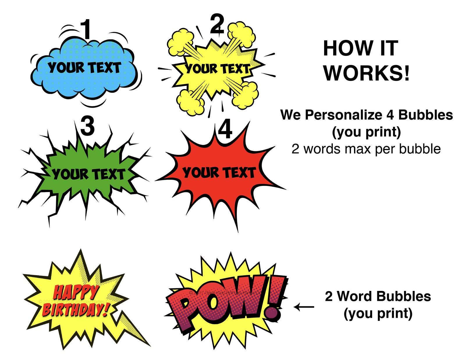 Superhero Comic Bubbles Speech Bubbles Superhero Birthday - Etsy