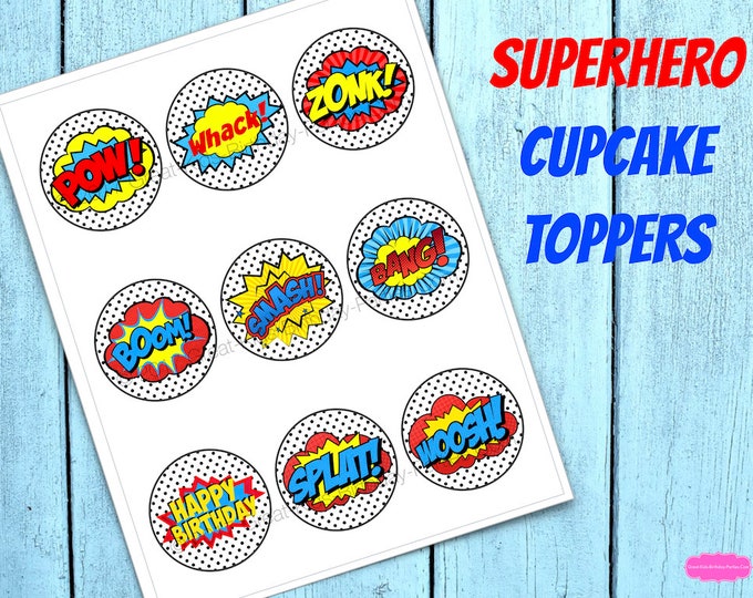 Superhero Cupcake Toppers Mix PRINTABLE - Etsy