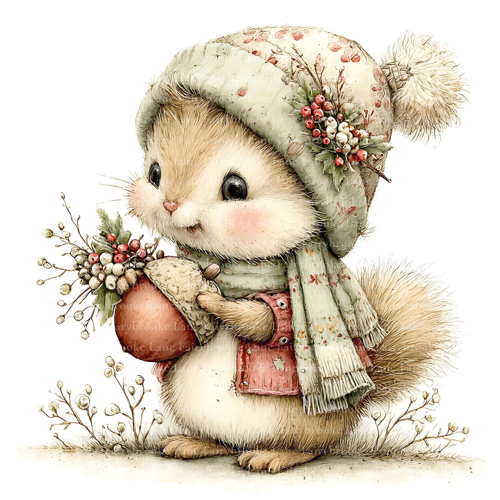 Christmas Animals Clipart, 25 Cute Christmas Watercolor Clipart, 300 ...