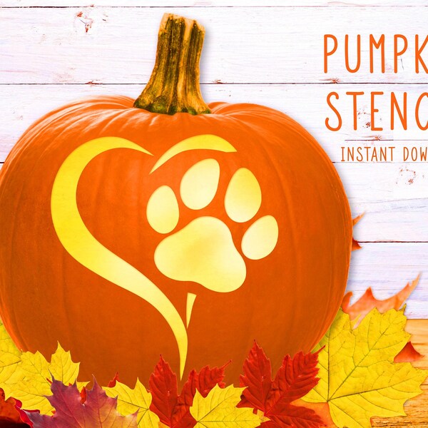 Paw Print Pumpkin Stencil - Etsy