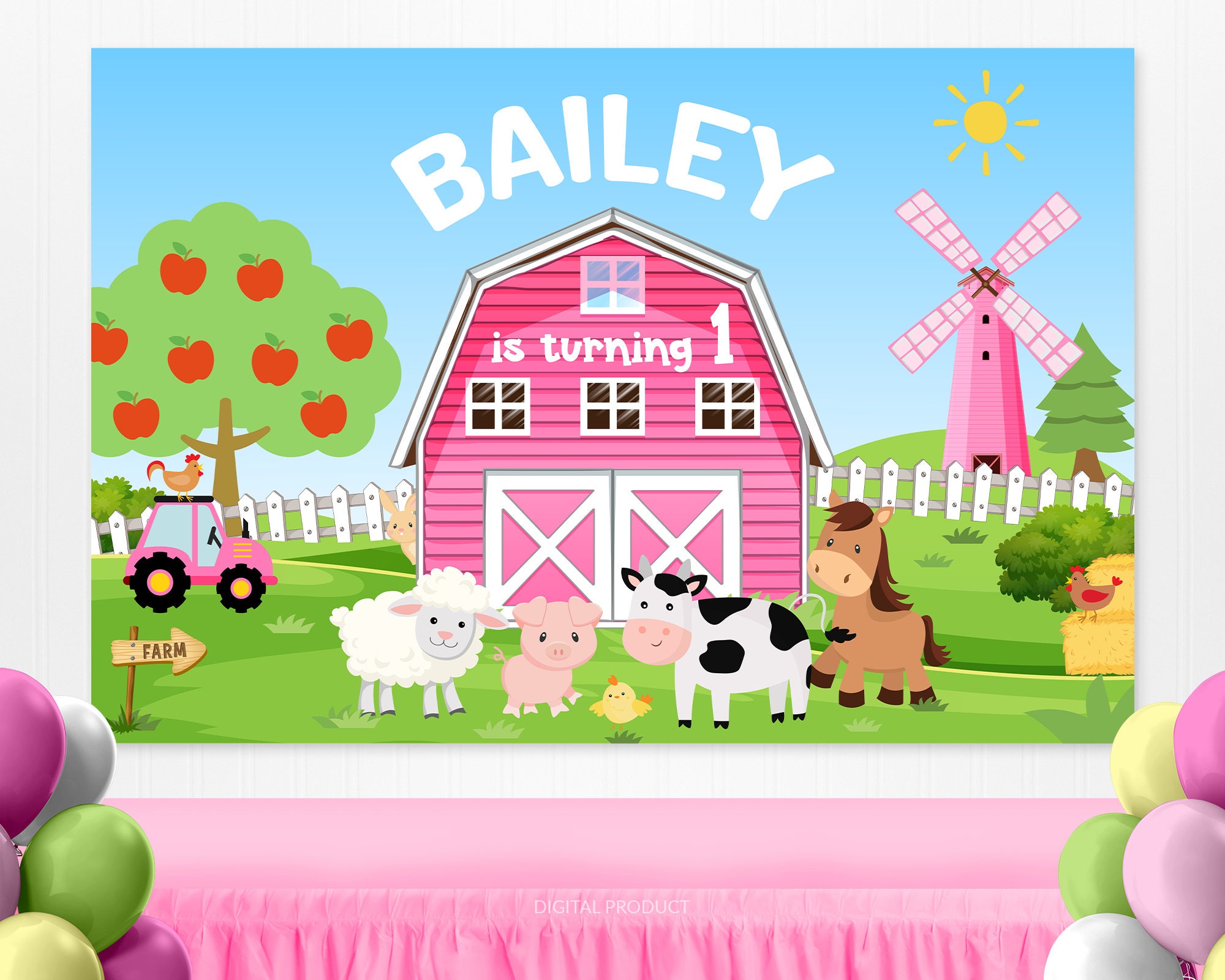 Farm Birthday Backdrop Barnyard Birthday Farm Backdrop - Etsy