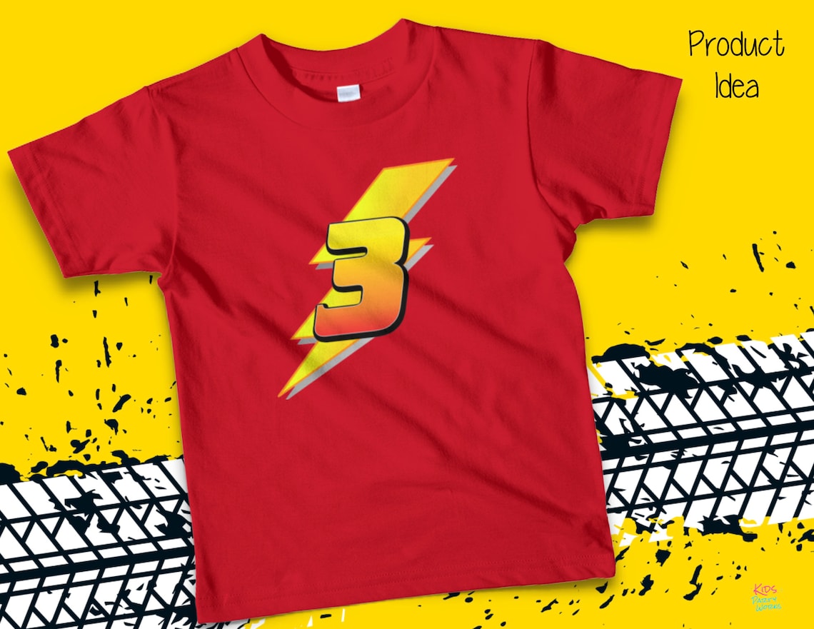 Race Car Birthday Decoration Number 4 Lightning Bolt - Etsy