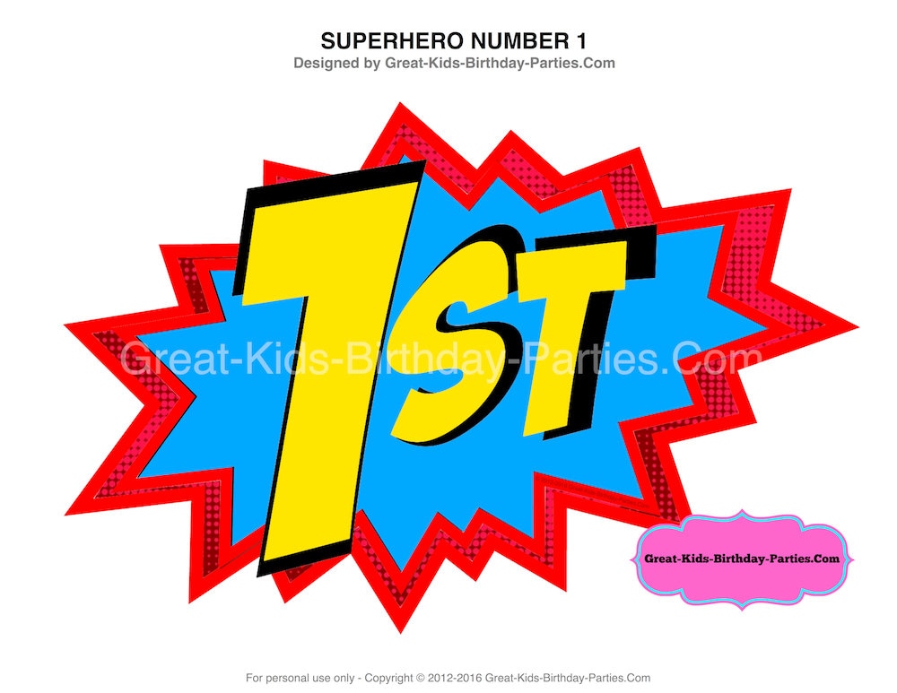 Superhero Number 1 Superhero Printables Superhero Birthday - Etsy