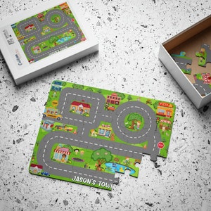 Kids Puzzle, Personalized Jigsaw Puzzle, Race Track Town, Educational ...