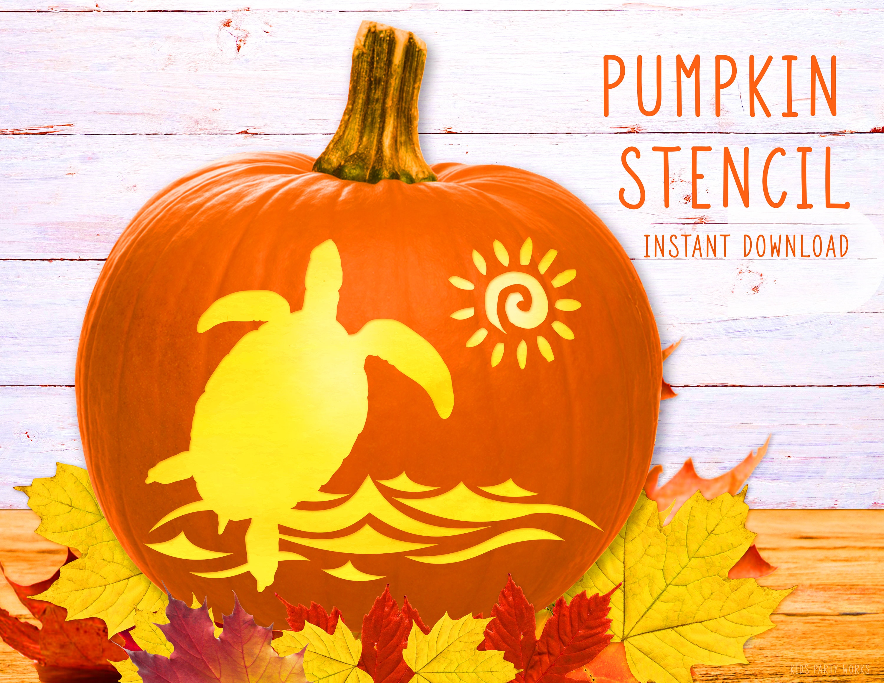 Turtle Pumpkin Stencil, Sea Turtle Printable Stencil, Jack O' Lantern ...