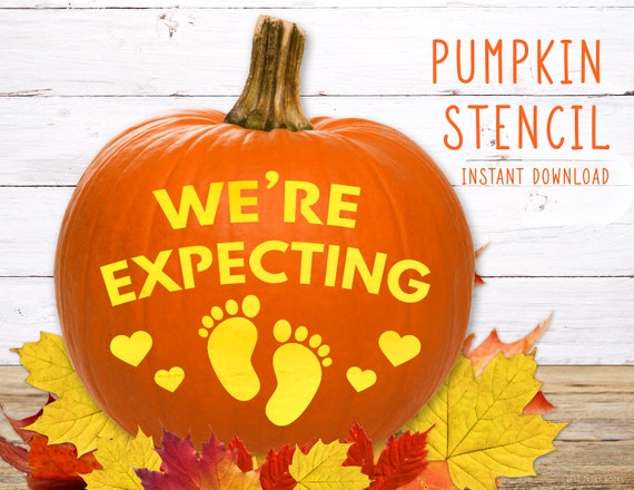 We're Expecting Pumpkin Stencil PRINTABLE Pumpkin - Etsy
