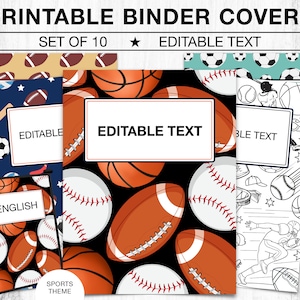 BINDER COVERS Printable EDITABLE, Boys Sports Binder Covers, Kids ...