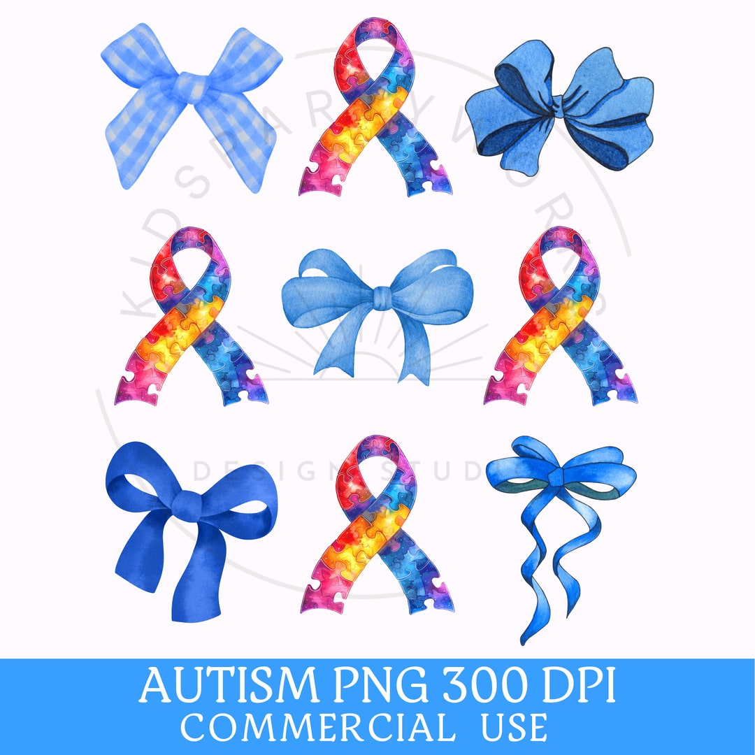 Autism PNG, in April We Wear Blue, Autism Ribbons & Bows, Autism ...