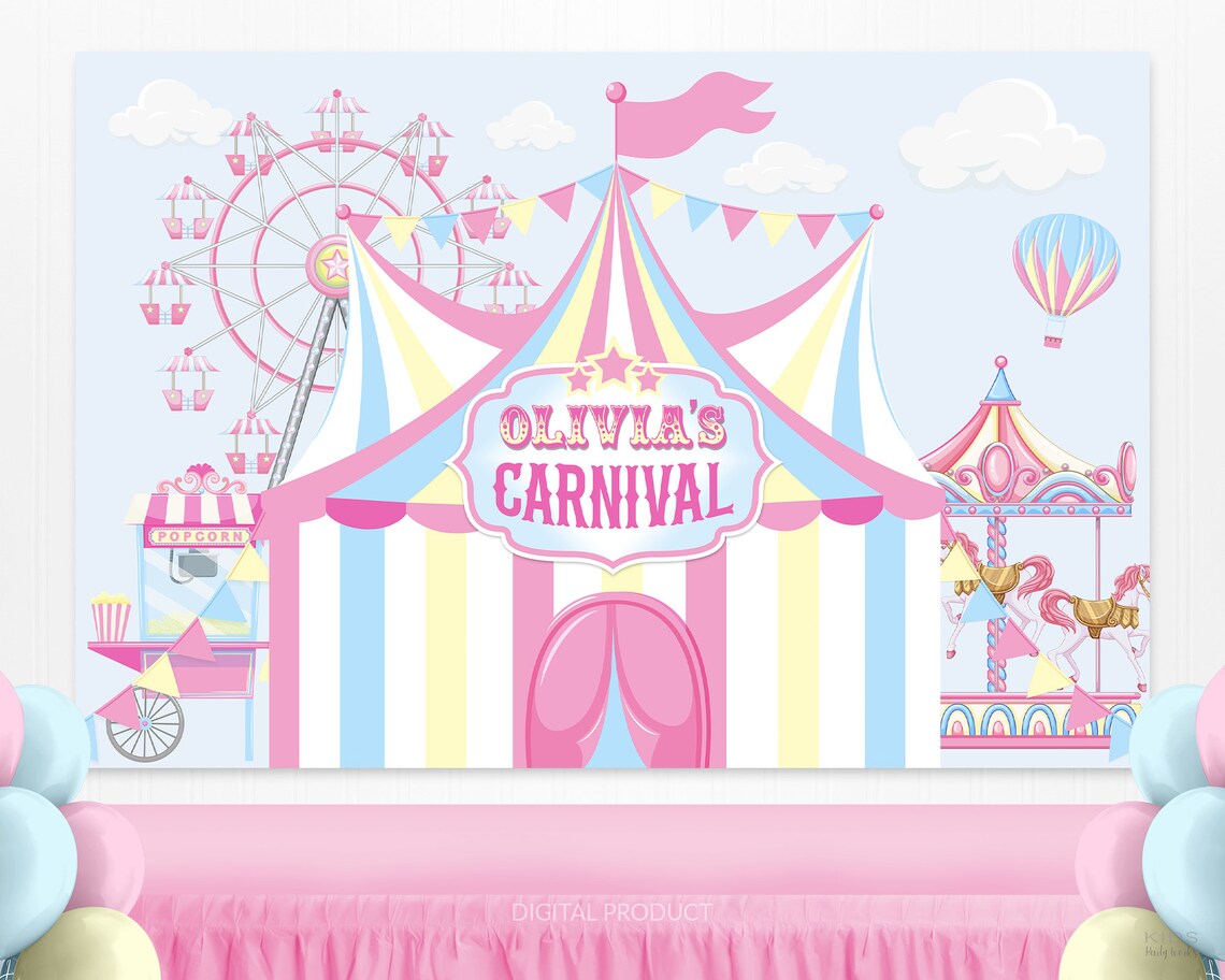 Carnival Backdrop, Carnival Birthday, Circus Party, Carnival Banner ...