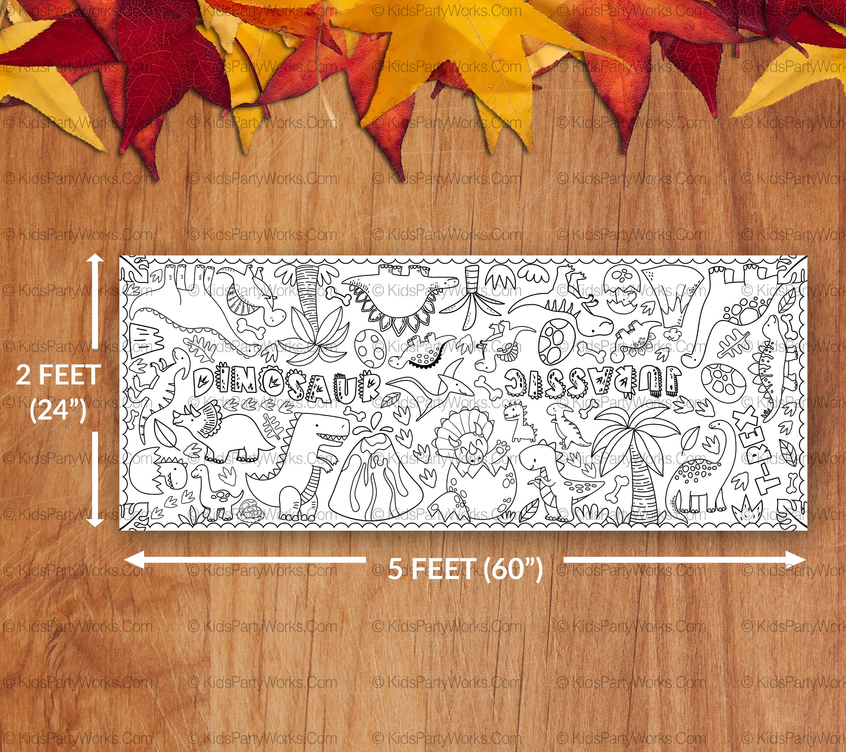 GIANT Dinosaur Coloring Poster or Table Cover, Kids Dino Printable ...