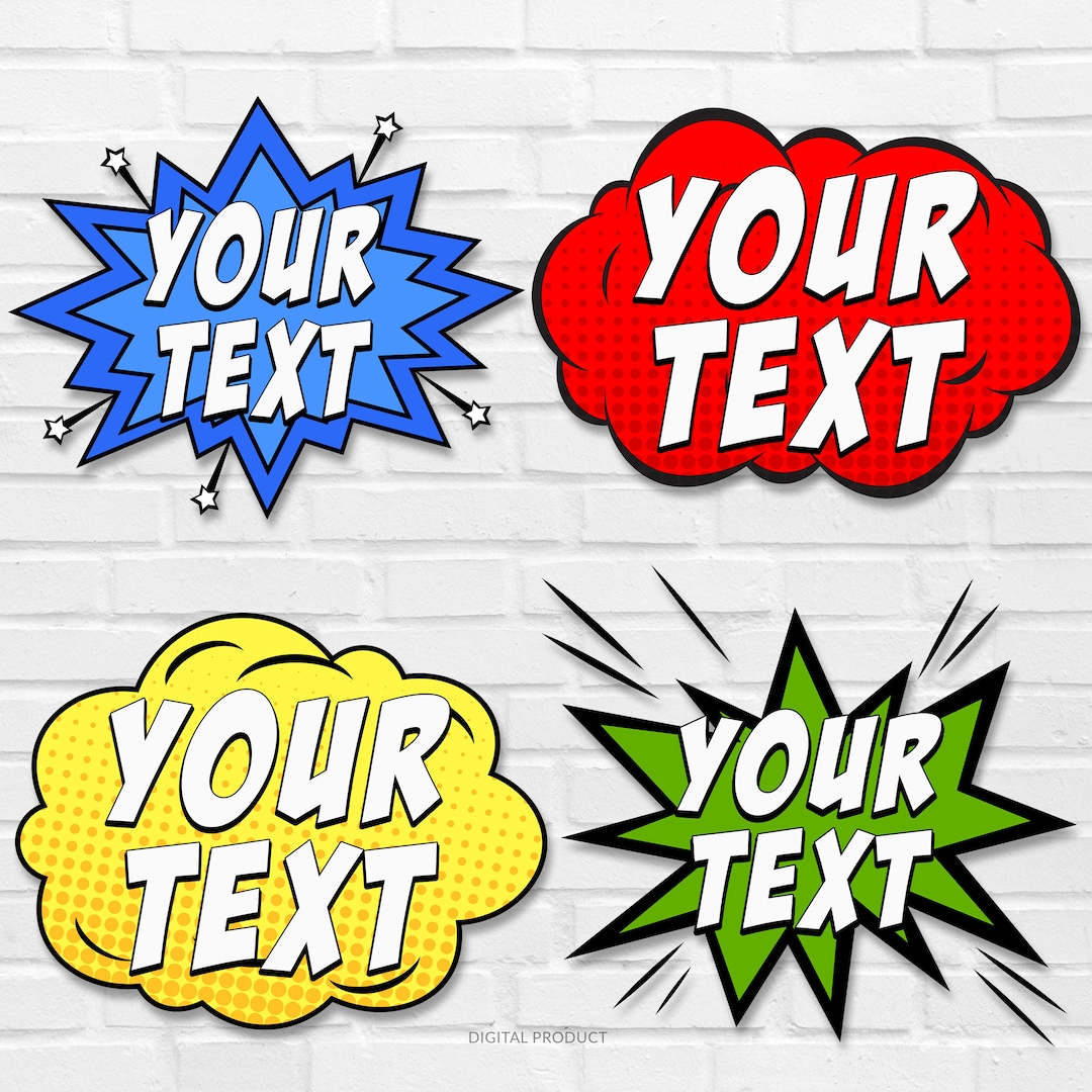 Superhero Comic Bubbles, Speech Bubbles, Superhero Birthday, Superhero ...