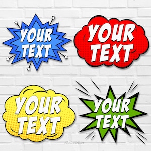 Superhero Comic Bubbles, Speech Bubbles, Superhero Birthday, Superhero ...