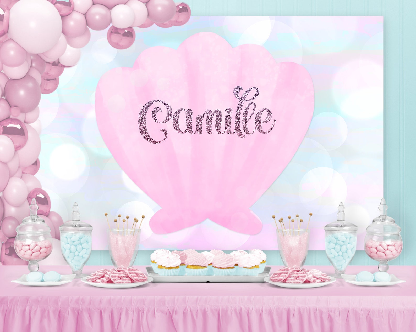 Mermaid Backdrop Mermaid Birthday Mermaid Party Clam Shell - Etsy