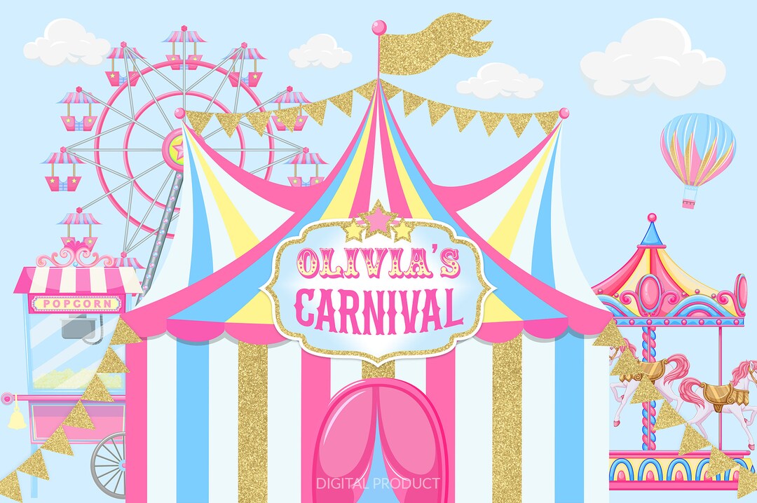 Kids Carnival Backdrop, Carnival Birthday, Circus Party, Carnival ...
