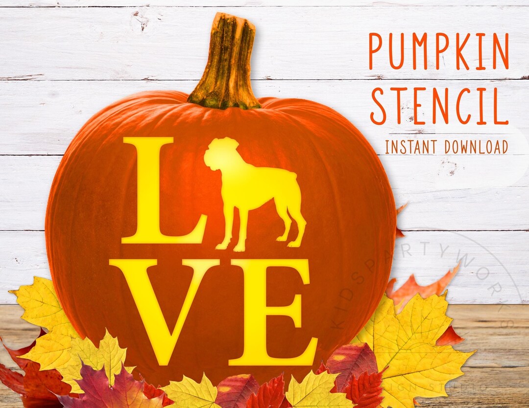 Dog Pumpkin Stencil, Boxer Printable Stencil, Jack O' Lantern, Pumpkin ...