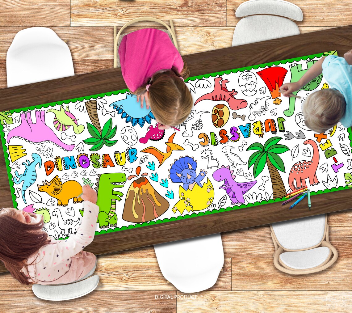 GIANT Dinosaur Coloring Poster or Table Cover Kids Dino - Etsy