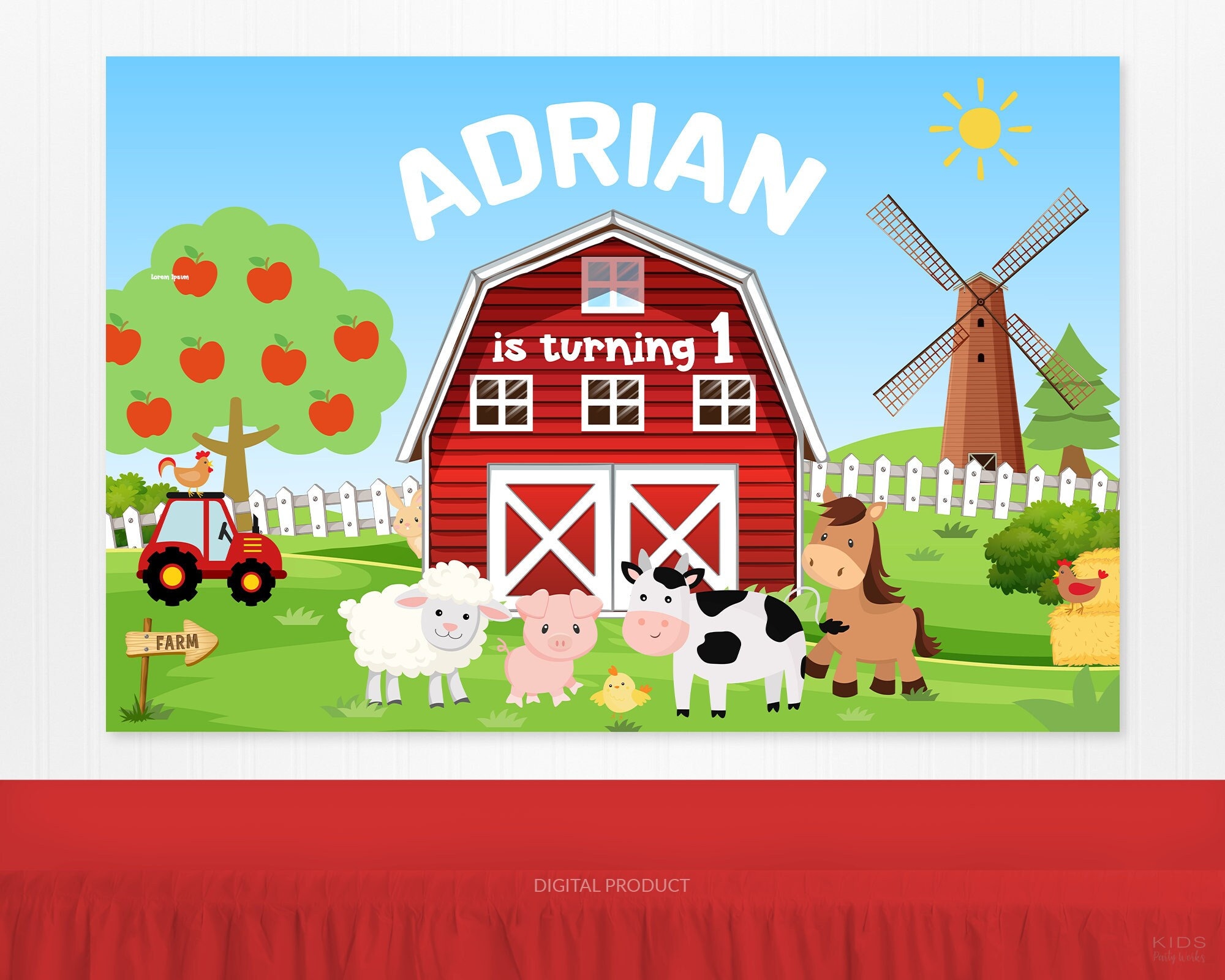 Farm Birthday Backdrop Barnyard Birthday Farm Backdrop - Etsy