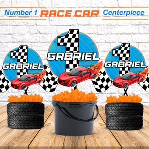 Race Car Centerpiece Number 1 Personalized, Racing Birthday, Custom ...