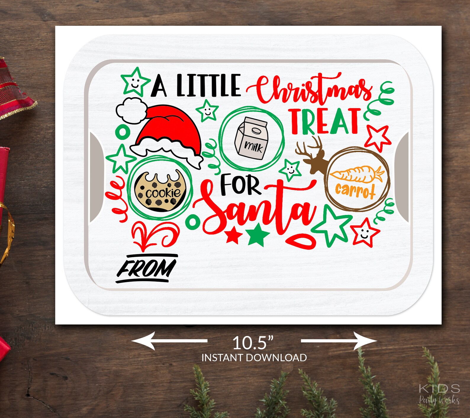 Santa Cookie Tray Printable | Santa Cookies and Milk Tray | Santa Tray ...