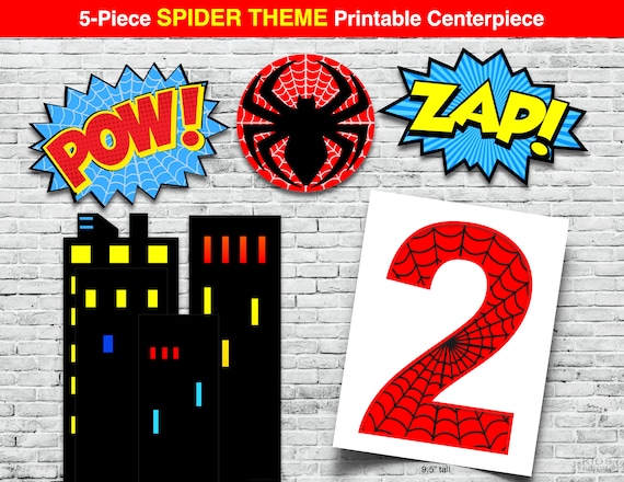 SPIDER Printable NUMBER 2 Centerpiece, Instant Download, Spider ...