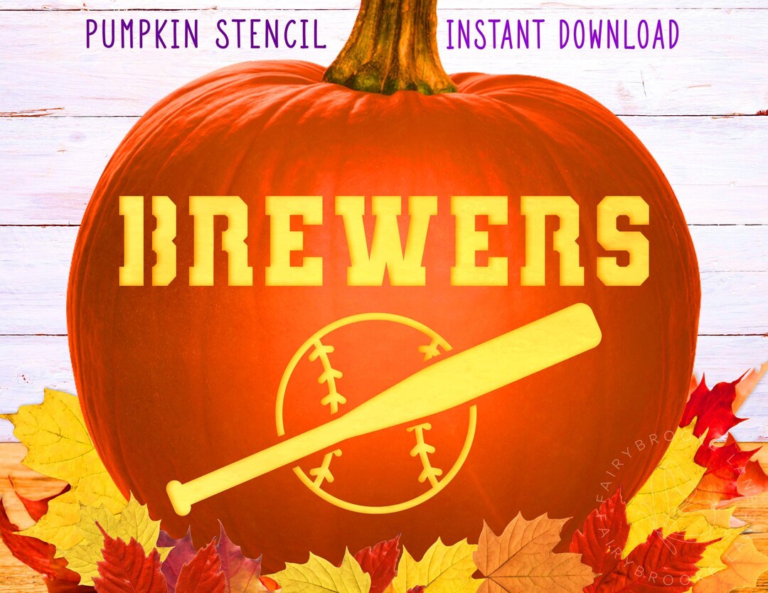 Brewers Baseball Pumpkin Stencil, Baseball Player Pumpkin Stencil ...