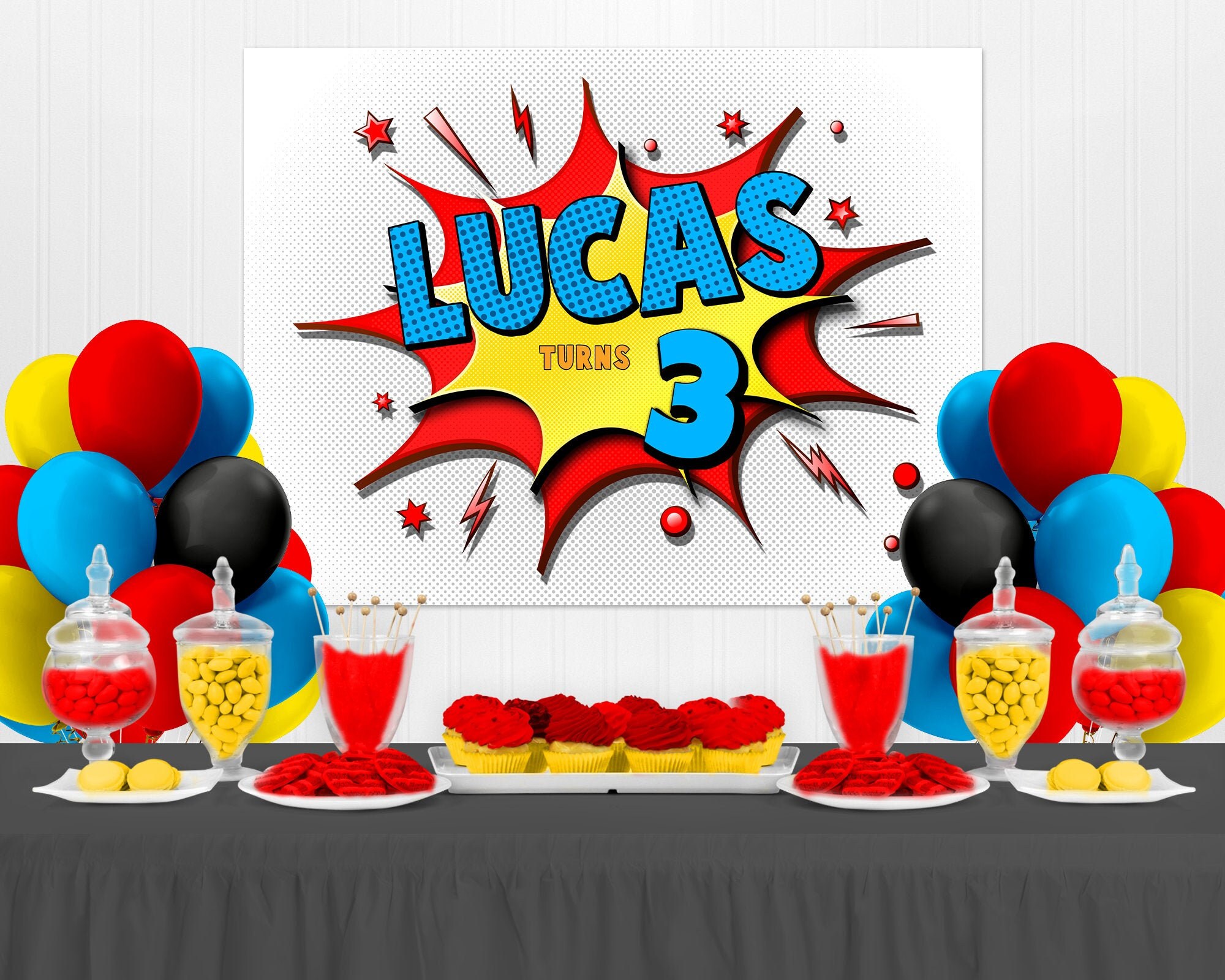 Superhero Backdrop Superhero Party Superhero Birthday | Etsy