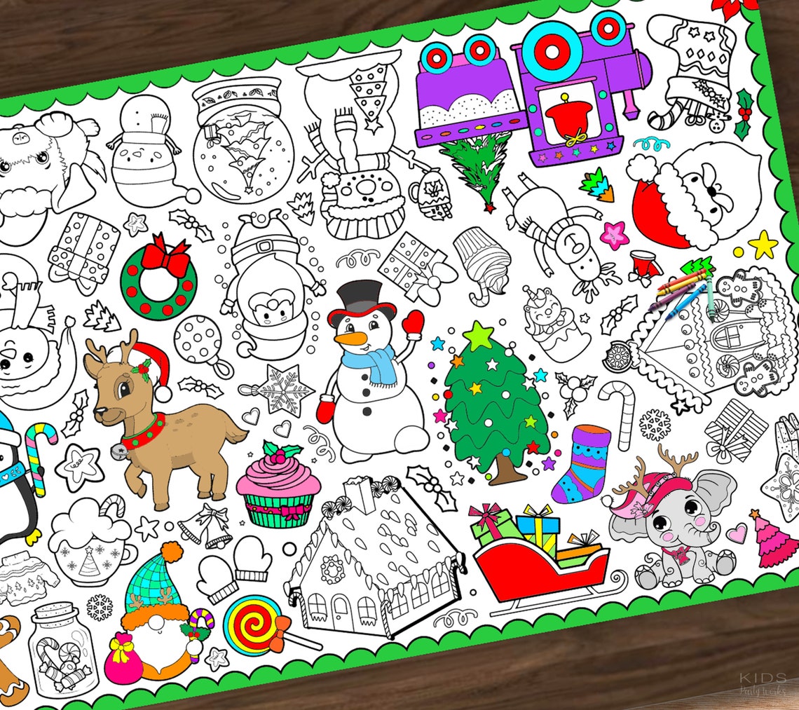 GIANT Christmas Coloring Poster or Table Cover Kids | Etsy