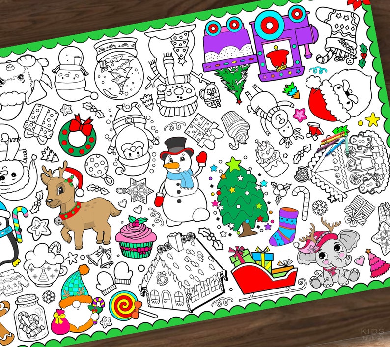 GIANT Christmas Coloring Poster or Table Cover, Kids Christmas ...