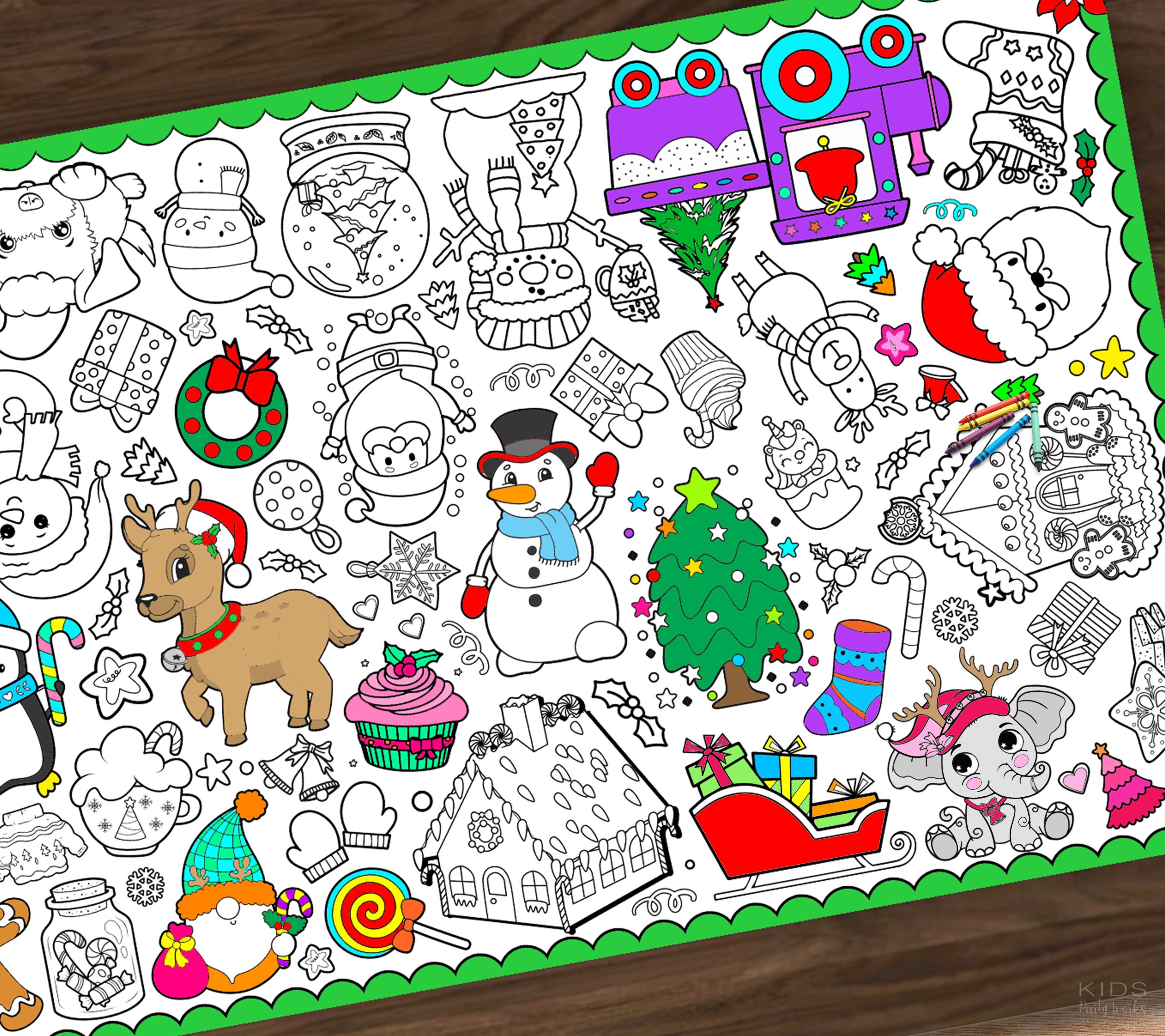 GIANT Christmas Coloring Poster or Table Cover Kids Christmas - Etsy