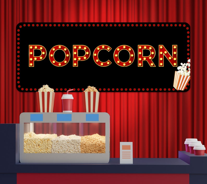 Movie Theater Sign Movie Night Party Movie Birthday Theater - Etsy