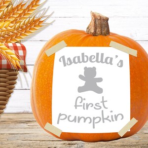 Personalized First Pumpkin Carving STENCIL L Baby's "first Pumpkin ...