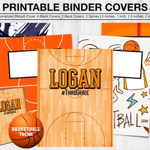 PRINTABLE BINDER COVERS-1 Personalized Binder Cover-basketball Binder ...