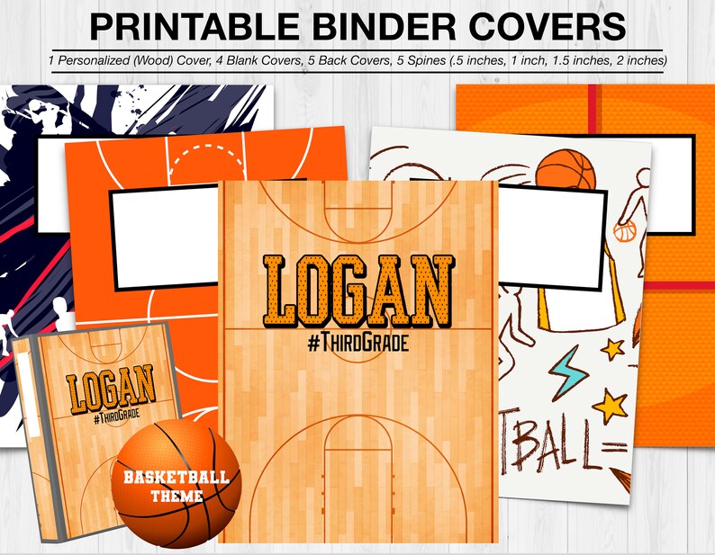 PRINTABLE BINDER COVERS-1 Personalized Binder Cover-basketball - Etsy