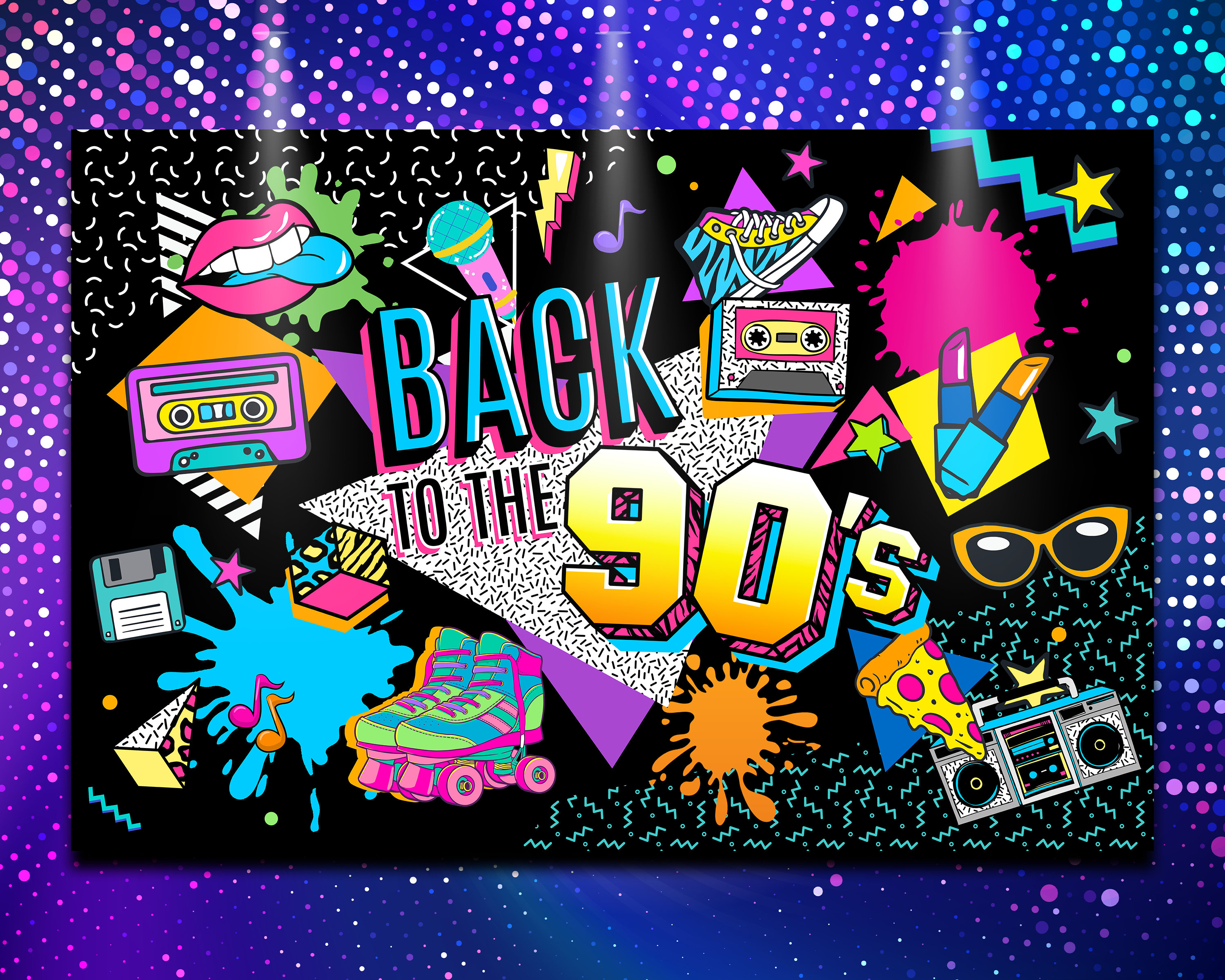 Back to the 90's Backdrop 90s Theme Party Decoration - Etsy UK