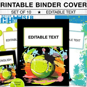 BINDER COVERS Printable Editable, Back to School, Tennis Binder Covers ...