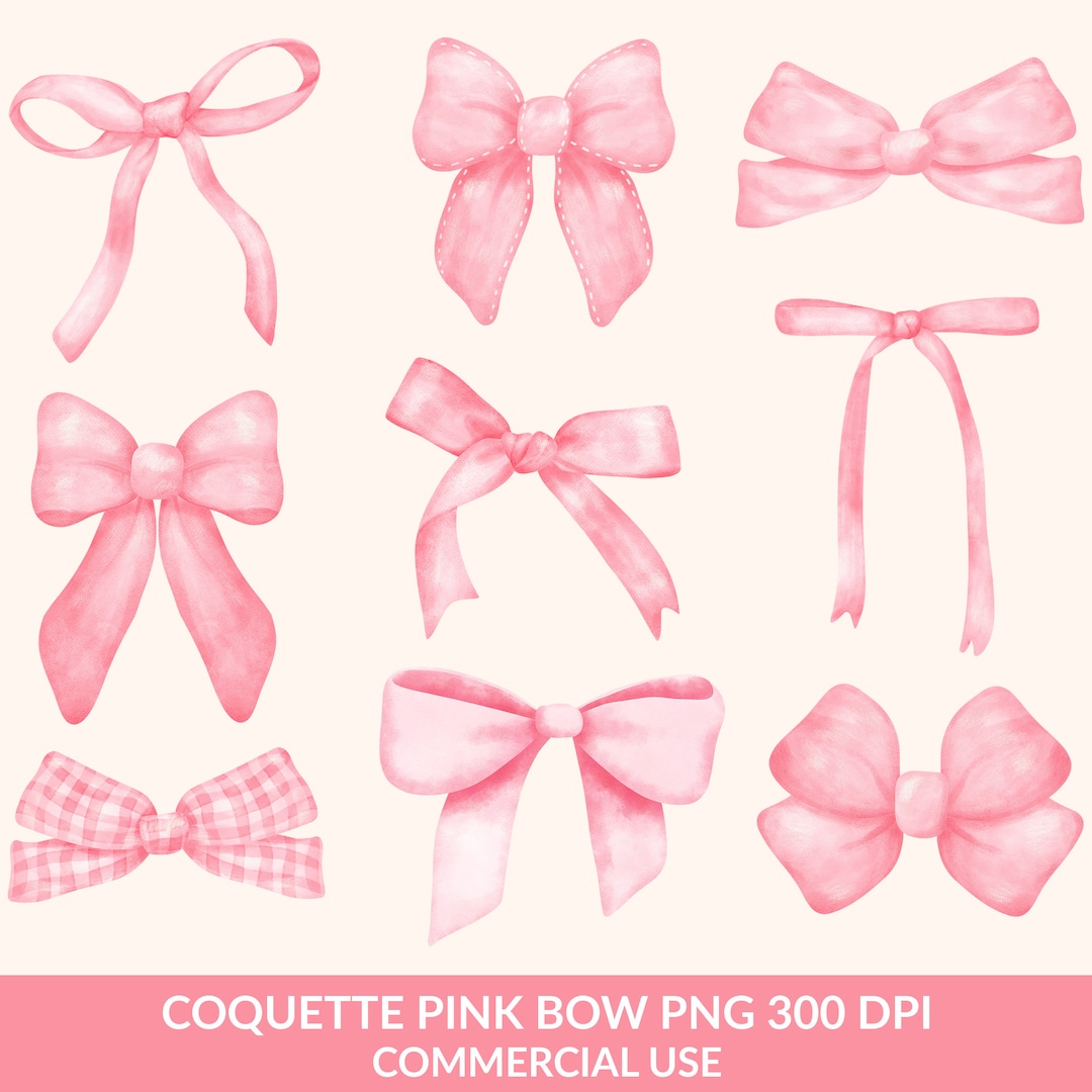 Pink Bows PNG, Coquette Home Decor, Bow Collage PNG, Girly Girl Pink ...