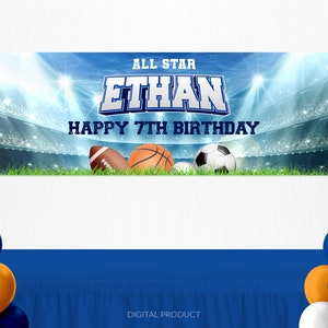 All Star Backdrop, Printable Sports Backdrop, Football Basketball ...