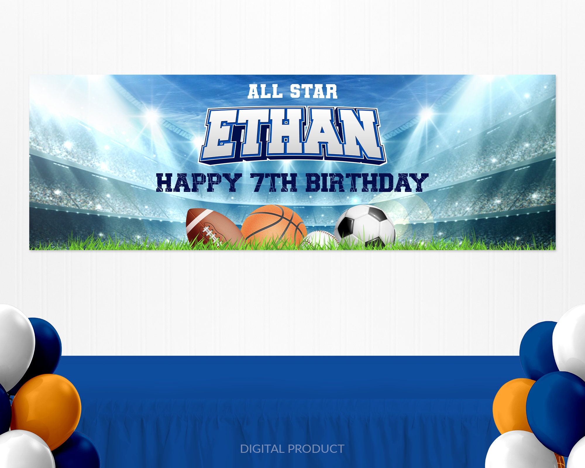All Star Backdrop, Printable Sports Backdrop, Football Basketball ...